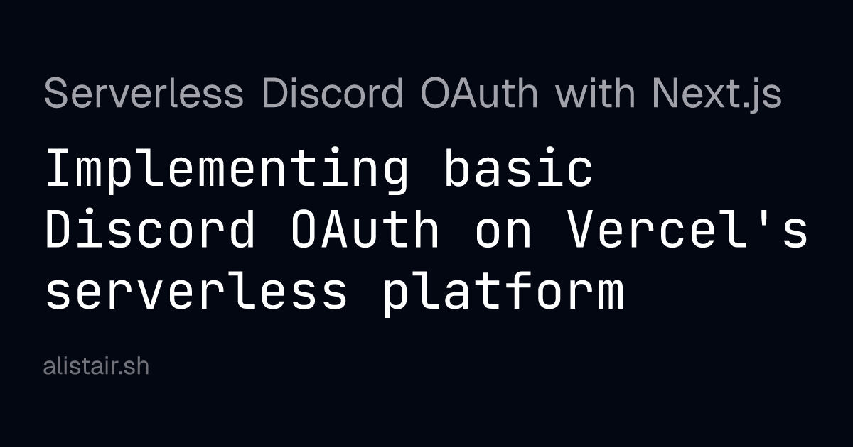 Serverless Discord OAuth with Next.js